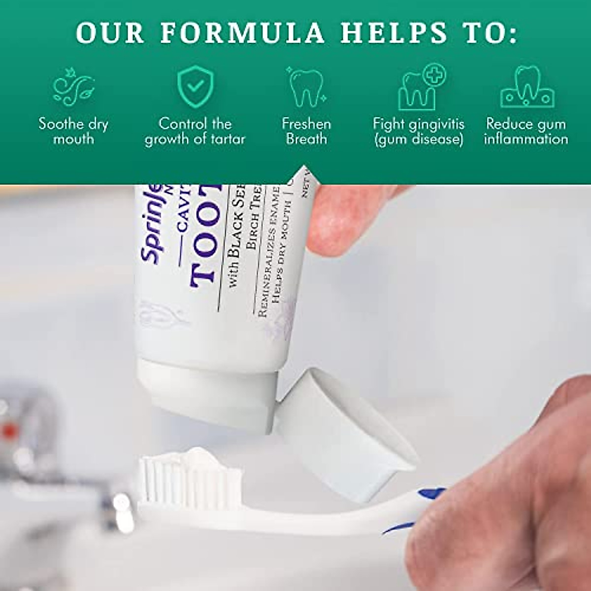 Sprinjene Toothpaste Sensitive Teeth & Gum with Fluoride Cavity Protection Natural Non Toxic SLS Free Toothpaste for Fresh Breath Dry Mouth, Preservative Free, Black Seed Oil & Zinc 2 Pack (Original)