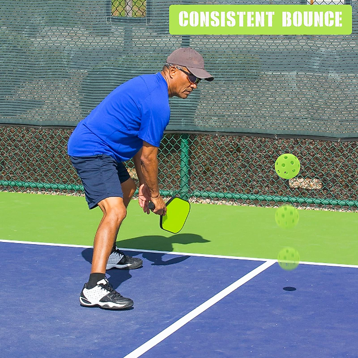 Eupboron 12 Pack Pickleball Balls Outdoor 40 Holes Training Pickle Ball