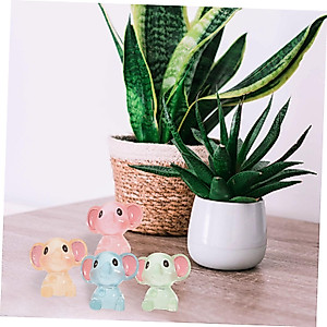 Bookshelf Decor 10Pcs Crafts Miniature Miniature Elephant Figurines Small Gardens Figurines Model Resin Elephant Figurines Luminous Accessories Elephant Modeling Statues
