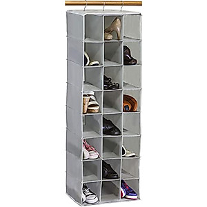 Simple Houseware 24 Section Hanging Shoe Shelves Closet Organizer + 3 Shelves Hanging Closet Organizer, Gray