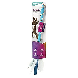 SmartyKat Frisky Flyer Feather Wand Cat Toy, Extendable Up to 24" - Blue, One Size