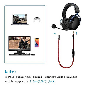 MJKOR Replacement Audio Aux Cable for HyperX Cloud Alpha and Cloud Mix Gaming headsets with Inline Mute & Volume Control (No Inline Mic, Red)