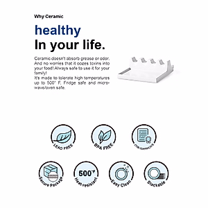 LE TAUCI Ceramic Spoon Rest for Stove Top, Spoon and Lid Rest for Kitchen Counter, Spoon Holder with Drip Pad for Multiple Utensils, Heat-Resistant, Housewarming Present - 6.2 inch, Set of 1, White