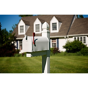 Architectural Mailboxes Admiral Aluminum Post Mount Mailbox, Compatibility Code A, ADM11WAM, Textured White, Medium Capacity