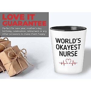 Bubble Hugs Nurse Shot Glass 1.5oz - World's Okayest Nurse - Funny Quotes Nurse Practitioner Paramedic RN LPN CNA Gift for Birthday Graduation