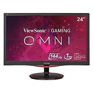 ViewSonic VX2458-MHD 24 Inch 1080p 1ms 144 Hz Gaming Monitor with FreeSync Flicker-Free and Blue Light Filter HDMI and DP (Renewed)