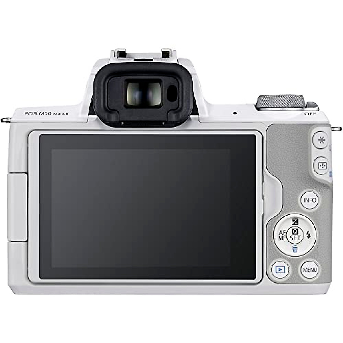 Canon EOS M50 Mark II Mirrorless Camera with 15-45mm Lens (White) (4729C004) + 64GB Memory Card + Card Reader + Case + Flex Tripod + Hand Strap + Memory Wallet + Cap Keeper + Cleaning Kit (Renewed)