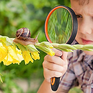 Dicfeos Magnifying Glass 10X Handheld Reading Magnifier with Cleaning Cloth-100MM Large Magnifying Lens with Non-Slip Soft Handle for Seniors Book Newspaper Reading and Kids Nature Hobby Exploration