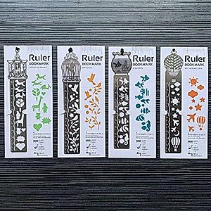4 Pcs Hollow Metal Bookmark Phineon Carousel Birdcage Fish Tank Book Marks with Braided Tassel Pendant for Kids Students Children Boys Girls
