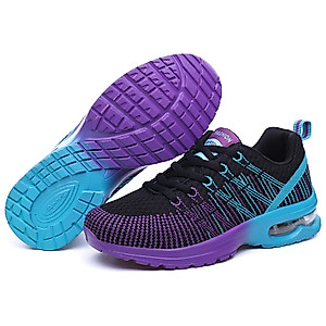 Running Shoes AIR Cushioning for Women's Athletic Trail Running Walking Fitness Gym Sport Fashion Tennis Sneaker Shoe Ladies Girl Lace-up Light Weight Breathable, Purple Size 10-Inside 25.5cm