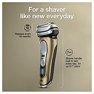 Braun Electric Razor for Men, Waterproof Foil Shaver, Series 9 Pro 9419s, Wet & Dry Shave, with ProLift Beard Trimmer for Grooming, Charging Stand Included, Gold