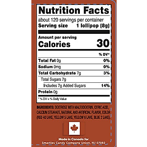 Smarties Lollies | Gluten Free, Peanut ,Fat Free Assorted Fruity Flavors, Low Calorie Perfect for Birthdays, Parties Made by US Candy Company Since 1949 - 34 oz 120 Count Lollipops