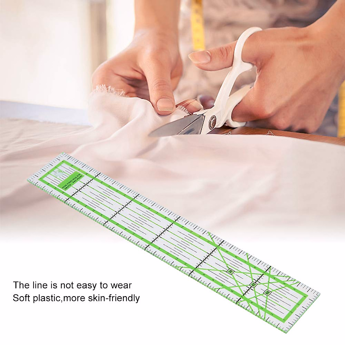 Plastic Straight Ruler, Quilting Ruler Clear Number Wear Easy Multifunctional for Household Use