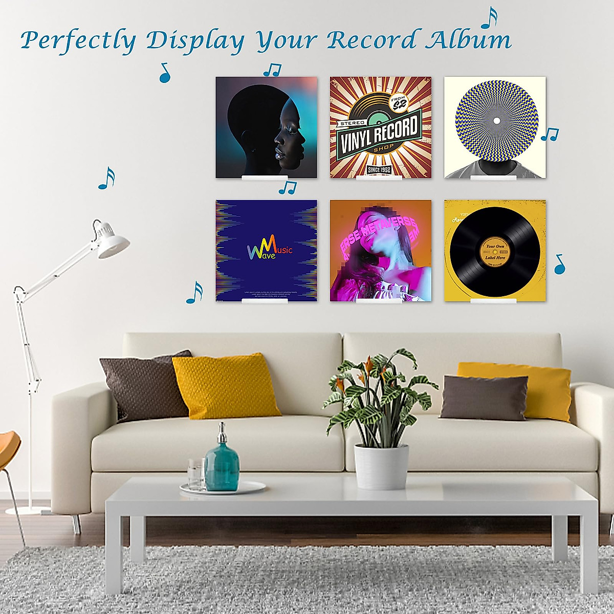 QUTHZZHY 8 Pack Acrylic Shelves for Wall Storage 7" Vinyl Record Wall Mount Shelves Vinyl Display for Bathroom Bedroom Living Room Kitchen Room Decor Clear