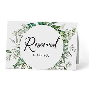Reserved Table Signs(4x6 Inch, 20 PCS), Reserved Table Tent Card for Wedding, Double Sided Reserved Table Signs,Greenery Reserved Signs for Party Restaurant -YDC02