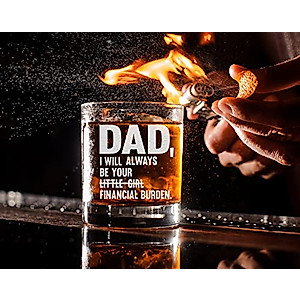 CARVELITA Dad I Will Always Be Your Little Girl Financial Burden 11oz Engraved Whiskey Glasses - Dad Gifts From Daughters, Funny Dad Glasses, Financial Burden Dad Mug, Dad Favorite Child