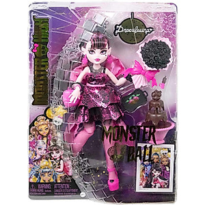 Monster High Monster Ball Doll, Draculaura in Party Dress with Themed Accessories Including Chocolate Fountain