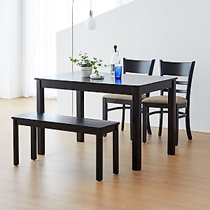 Livinia Cabin 45.3" Wooden Dining Table/Small Rectangular Modern Farmhouse Solid Wood Kitchen Table Desk (Black)