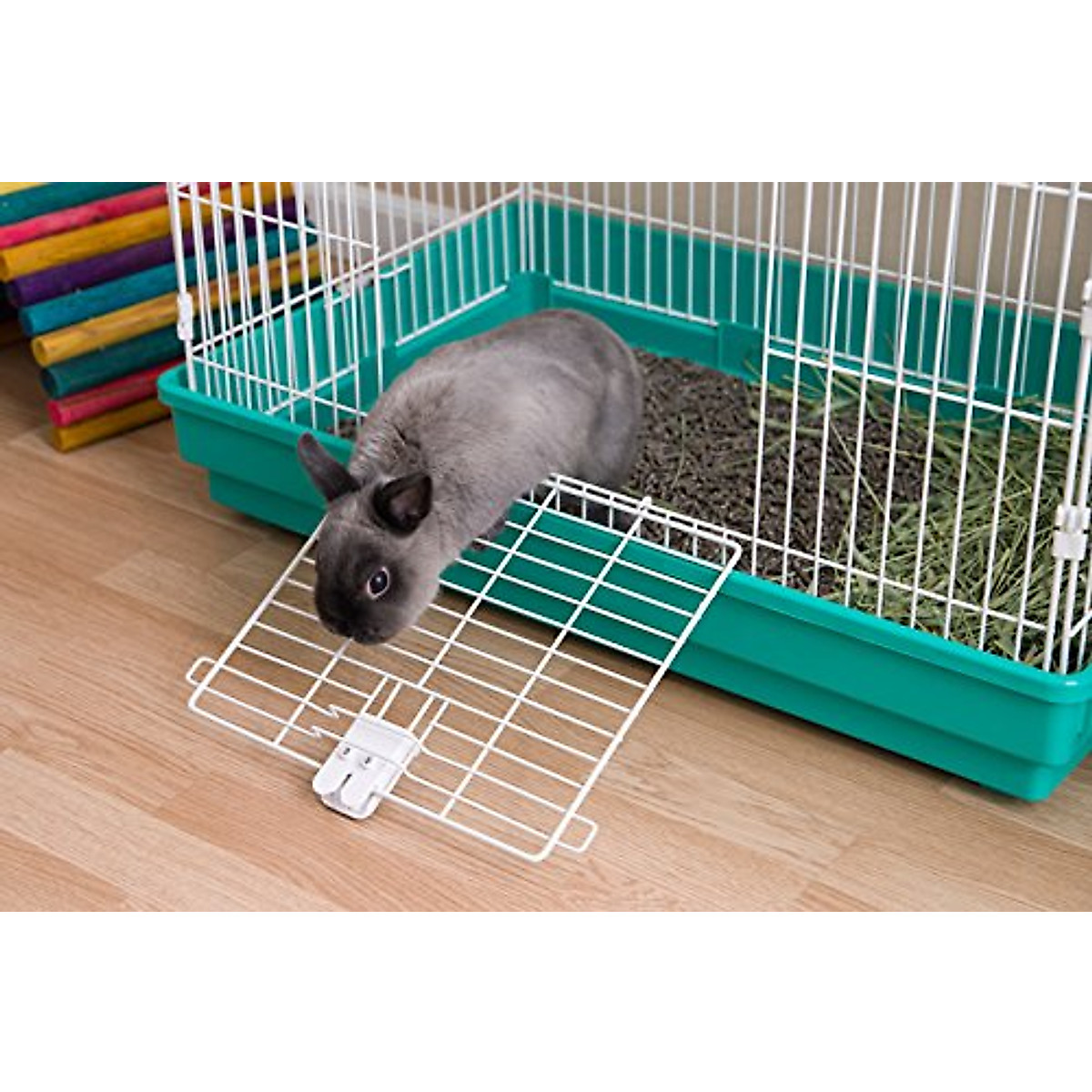 IRIS USA Medium Wire Animal House, Easy to Clean Cage with Wide Access Drop Down Door for Small-Sized Pets Animals Rabbits Guinea Pigs Rats, Green