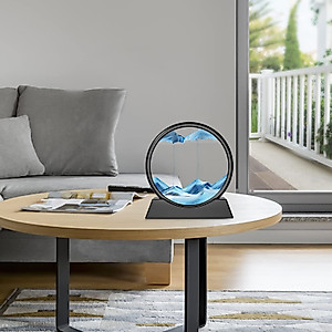 Fitifun Liquid Motion Sand Art Picture for Home Decor - Blue Sandscapes Painting in 3D Motion (12in)