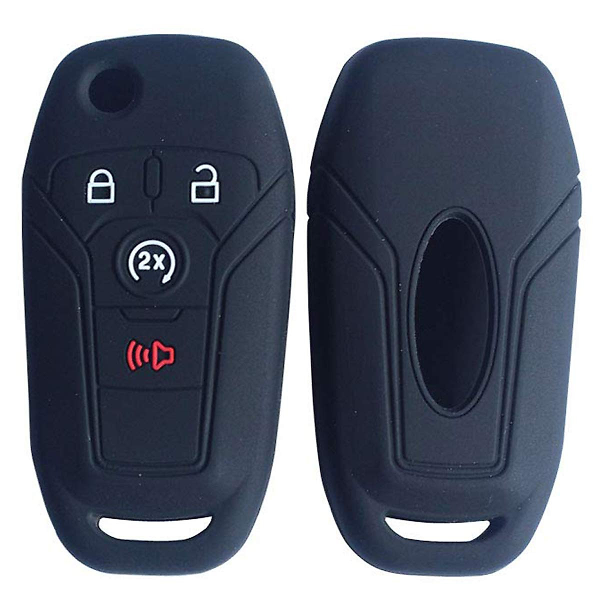 2Pcs Silicone Car Remote Key Fob Cover Case for Ford F-150 F-250 F-350 Fusion Fiesta Mustang Explorer Skin Jacket 4 Button