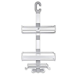 ToiletTree Products Aluminum Rustproof Shower & Bath Caddy - Hanging Storage Organizer with Hooks for Loofahs & Razors - Easy to Assemble Shower Shelf