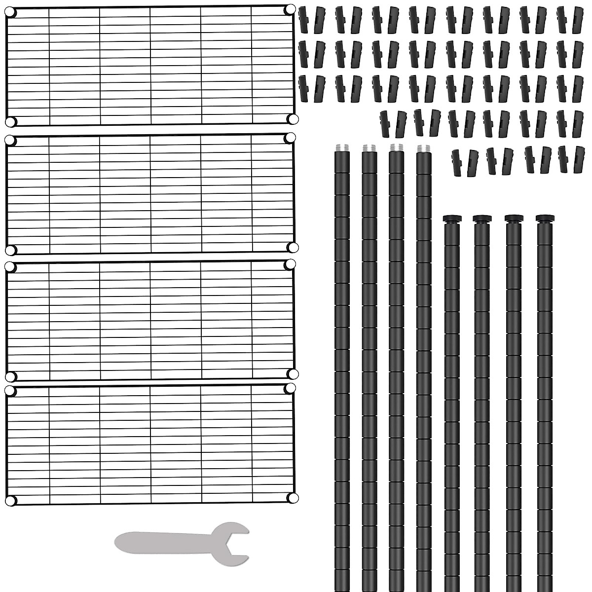 SINGAYE 4 Shelves Adjustable Shelf Heavy Duty Shelf 1400LBS Wire Storage Shelving Metal Organizer Wire Rack,Black (48W x 18D x 59H)