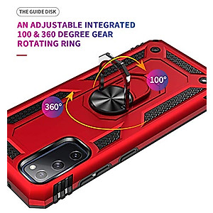 SunRemex Samsung S20 FE Case，Galaxy S20 FE Case with Tempered Glass Screen Protector，Kickstand [Military Grade] 16ft.Drop Tested Protective Cover for Samsung Galaxy S20 FE 5G （2021）.(Red)