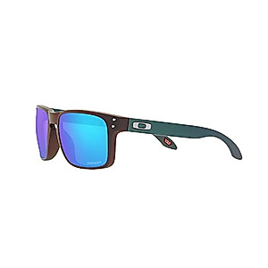 Oakley Men's OO9102 Holbrook Square Sunglasses, Matte Black/Red Colorshift/Prizm Sapphire, 57 mm