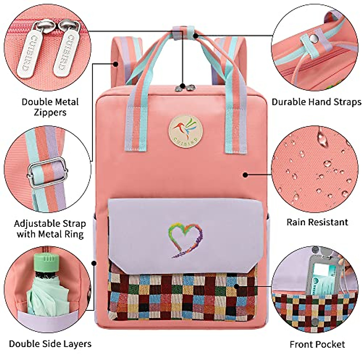 CUIBIRD Kids Backpack School Backpack, Toddler Kids' Backpack Set for Boys Girls Kids Teenage PreSchool Bookbag with Lunch Bag&Pencil bag