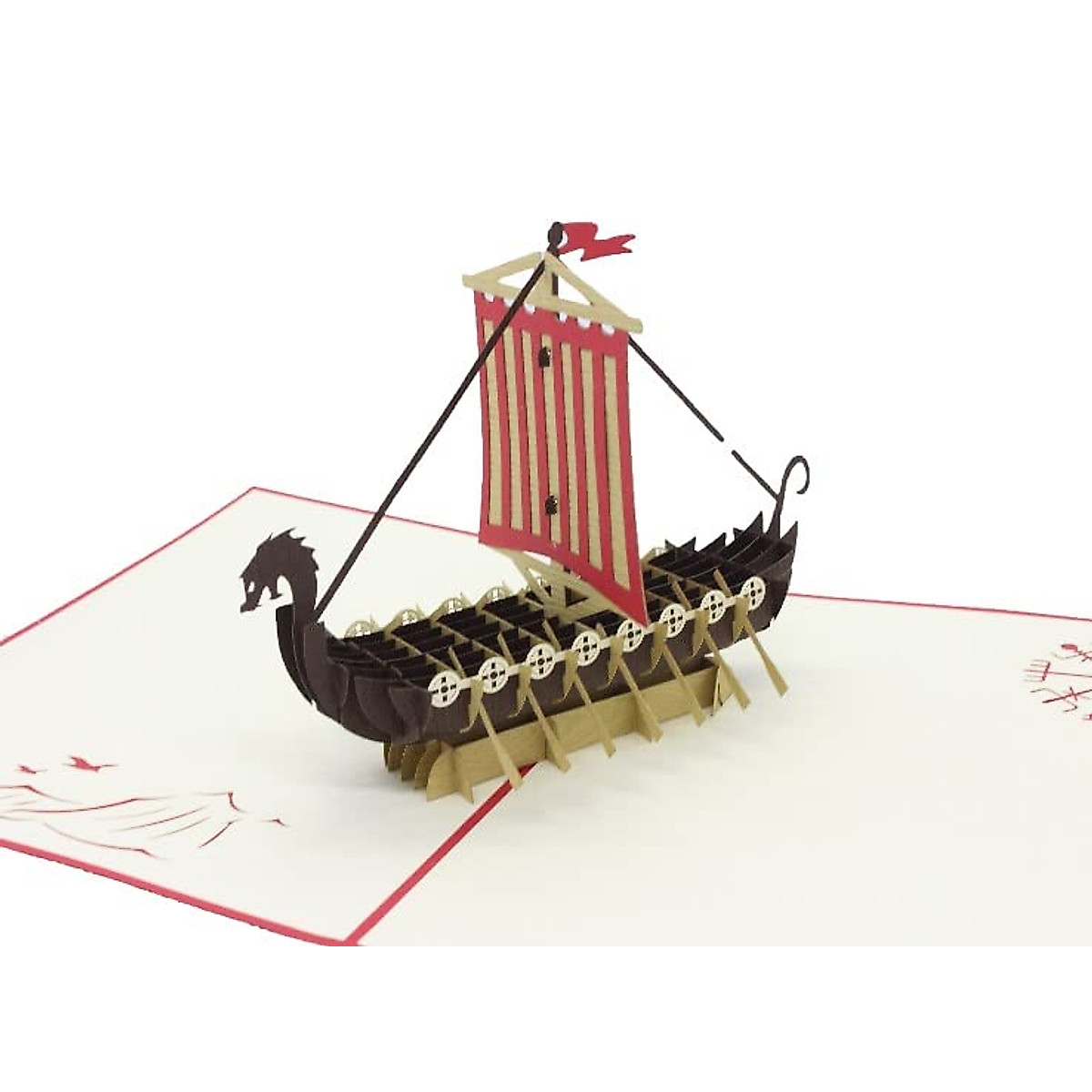 3D Ship Pop Up Card, Warrior Viking Ship 3D Pop Up Card for Father's Day, Retirement Card, Birthday Gift for Him, Card for Dad, Husband, Brother, Son, Grandpa, Male Colleague, S03