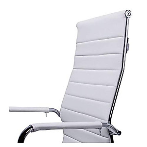 Curved Back Office Chair PU Leather Home Executive Ergonomic Computer Chair Height Adjustable Swivel 360° Rotating Seat Desk Chair (Black) Desk Chairs (Color : White)