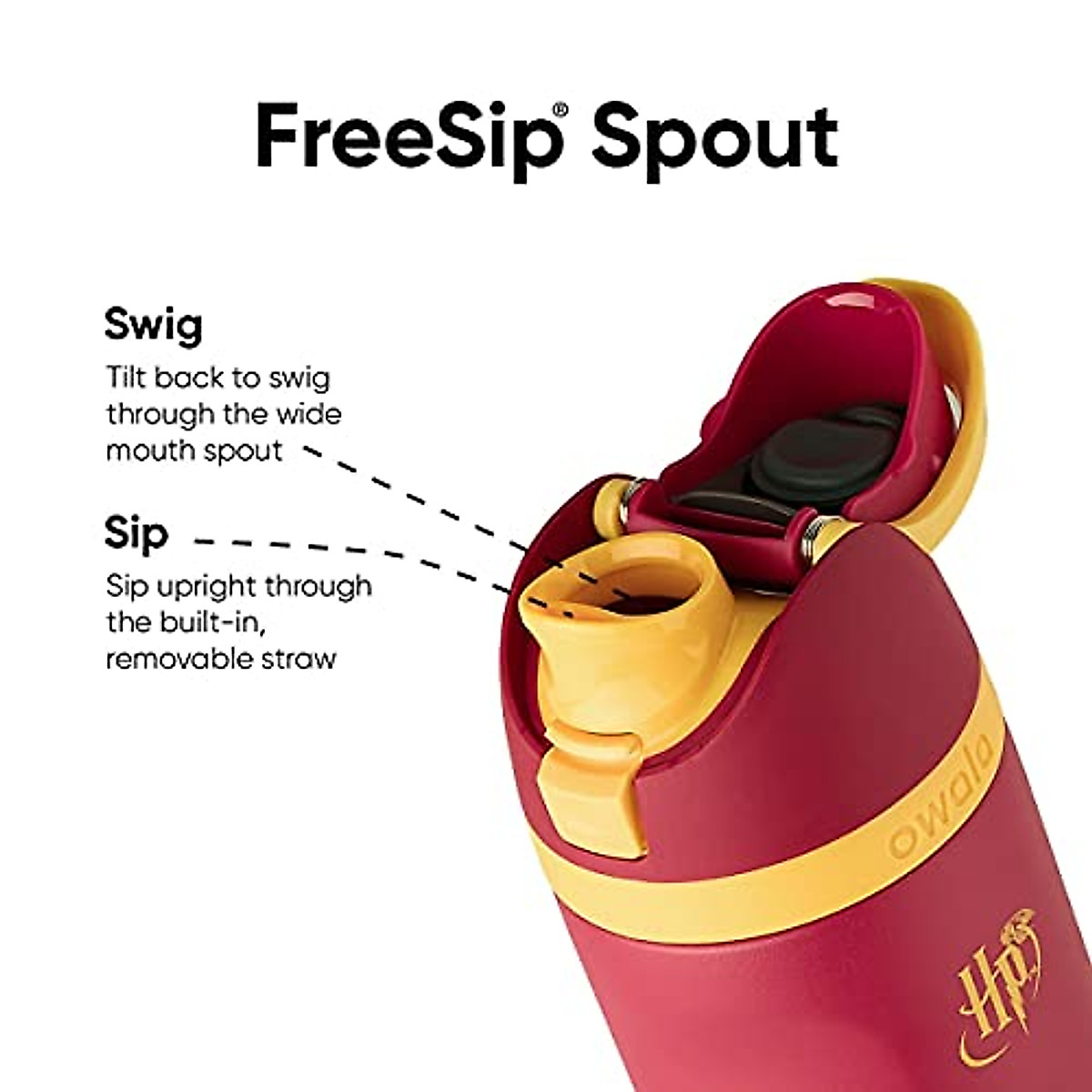 Owala Harry Potter FreeSip Insulated Stainless Steel Water Bottle, 24-Ounce, Gryffindor & FreeSip Insulated Stainless Steel Water Bottle, 24-Ounce, Very, Very Dark