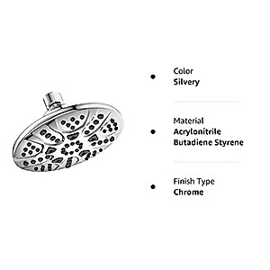 HOPOPRO High Pressure Shower Head with 5 Functions, 6 Inch Fixed Shower Head High Flow Rain Shower Head for Luxury Shower Experience