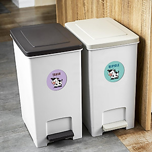HSSPIRITZ Cow Recycle and Trash Magnets for Kitchen Trash Cans and Recycling Bins,Farmhouse Garbage Can Logo Symbol Magnet sign,2 Pack Magnetic Sticker,3.5"Circle Magnetic for indoor Outdoor Waste Bin