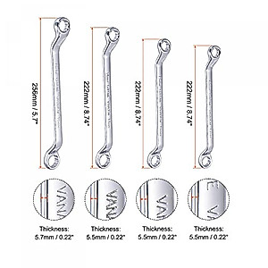 uxcell 45-Degree Offset Box End Wrench Set, 5.5-16mm Metric CR-V Steel with Rolling Pouch, 6-Piece