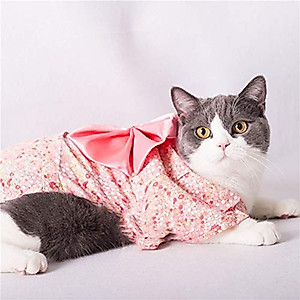 1pc Japanese Kimono with Small Flowers Printing Outfit Costumes for Pets Dogs Puppy (Pink XS)