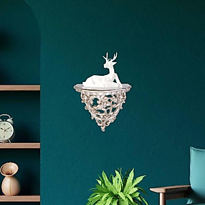 Pufguy Resin Wall Hanging Shelf Decorative Display Floating Shelves Retro Hollow Carving Wall Mounted Storage Shelf for Bedroom,Living Room,Hallway,Office,Hotel,Gold