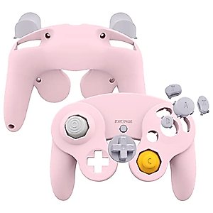 eXtremeRate Cherry Blossoms Pink Faceplate Backplate for Nintendo Gamecube Controller, Soft Touch Replacement Housing Shell Cover w/Buttons for Nintendo Gamecube Controller - Controller NOT Included