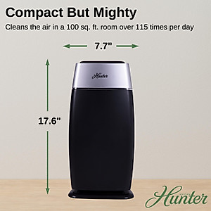Hunter Fan Company HP100GRS Air Purifier, Small Tower, Gray & Silver
