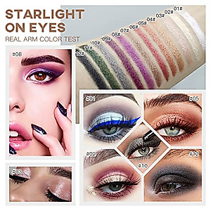 LOKFAR Eye-Shadow Stick Makeup Cosmetics Eye Brightener Stick, Rotatable Cream Eye Shadow Pencil, Glitter Shimmer Eyeshadow Stick with Soft Brush for Eye Makeup (07# Cocoa Shimmer)