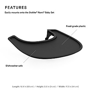 Tray by Evomove, Black, Accessory for use with the Award Winning Nomi High Chair, Easy to Clean
