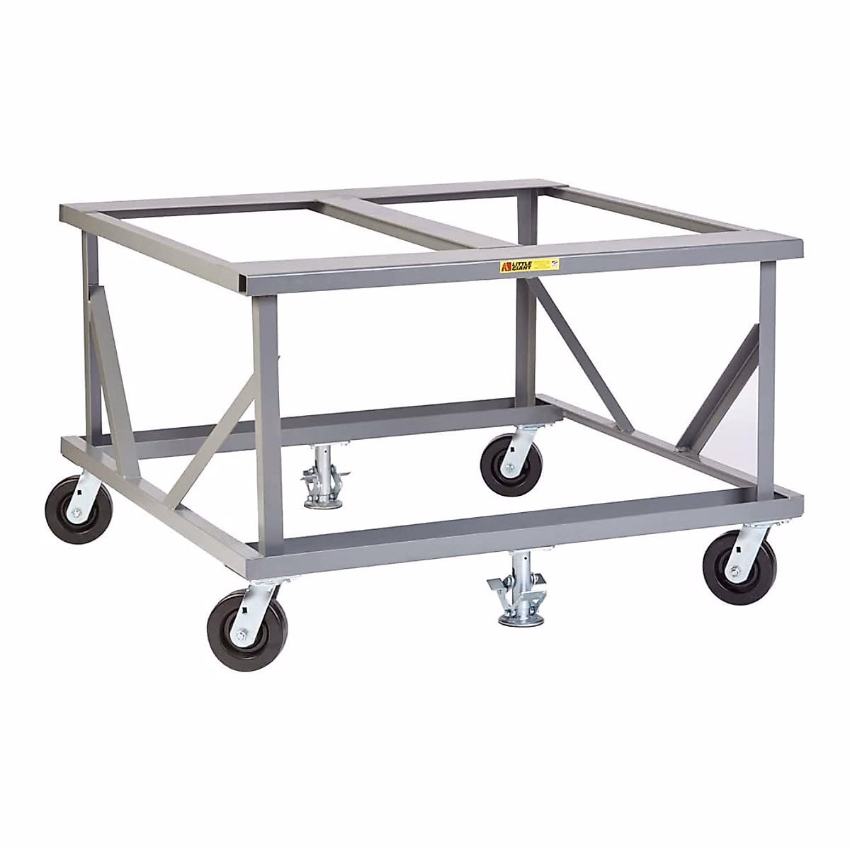 Little Giant 2PDFS406PH2FLLR Fixed Height Mobile Pallet Stand with Lower Deck and Load Retainer, 12"-22" Shelf Clearance, 3600lbs Load Capacity, 40" x 48" Deck Size