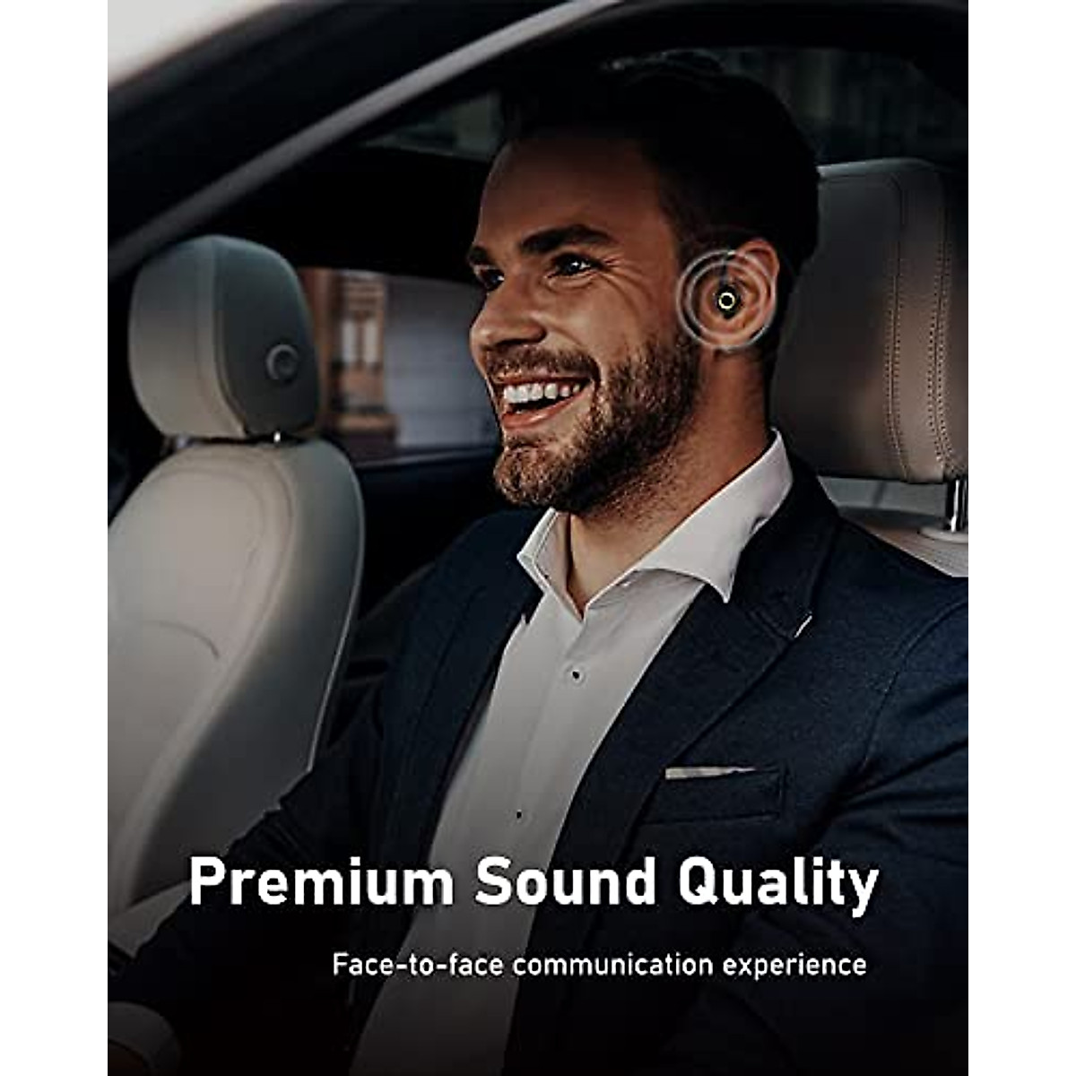 Mosonnytee Bluetooth Headset Open Ear Headphones Bluetooth earpiece Noise Cancelling Headphones with Microphones Bluetooth Headset for Cell Phones handfree Bluetooth Headset with 6-Hours Usage (Gold)