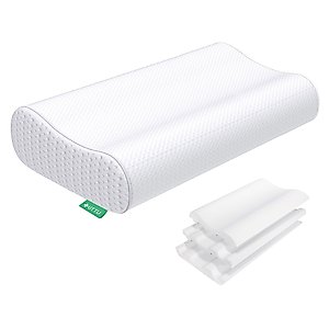 UTTU Cervical Pillow for Neck Strain Relief, Memory Foam Neck Pillow for Sleeping, Adjustable Orthopedic Sandwich Pillow, Contour Cooling for Side Back Stomach Sleeper, Travel(15.7"×11"×4.7"/3.9")