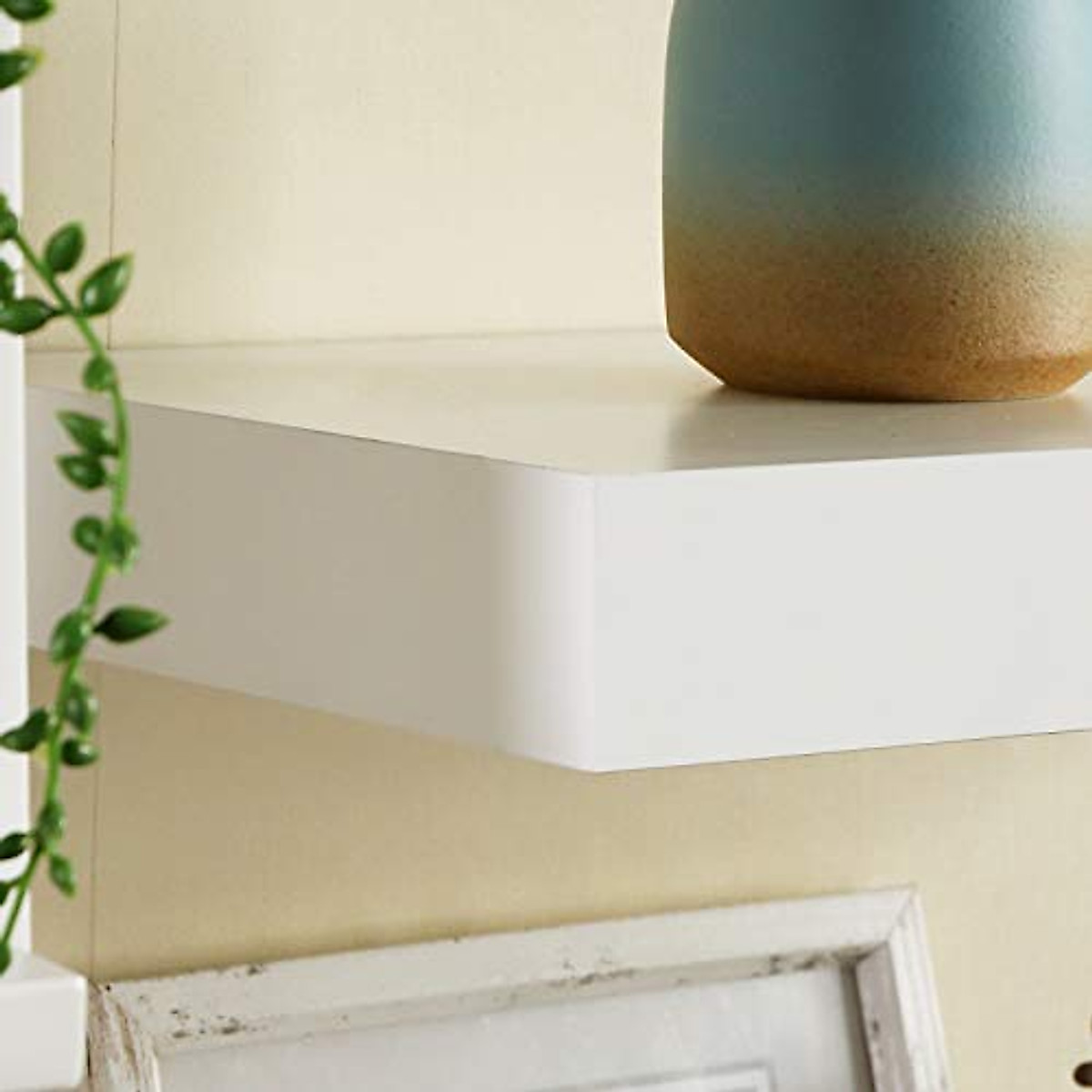 WELLAND New Chicago Floating Shelves Set of 2, 2" Thickness 9.25" Depth Floating Wall Shelves Ledge Shelves, 16-inch, White