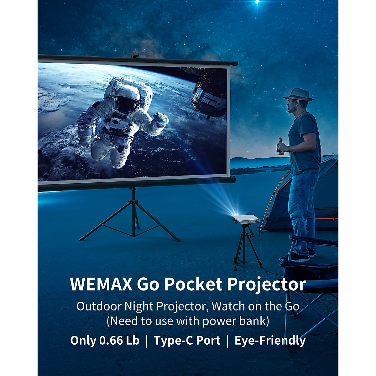 WEMAX Go Ultra Portable Laser Projector | Mini Pocket DLP Projectors with WiFi | 100 inch Image | Airplay Miracast | Auto Vertical Keystone | Compatible with Smartphone, HDMI, USB (Includes Case Bag)