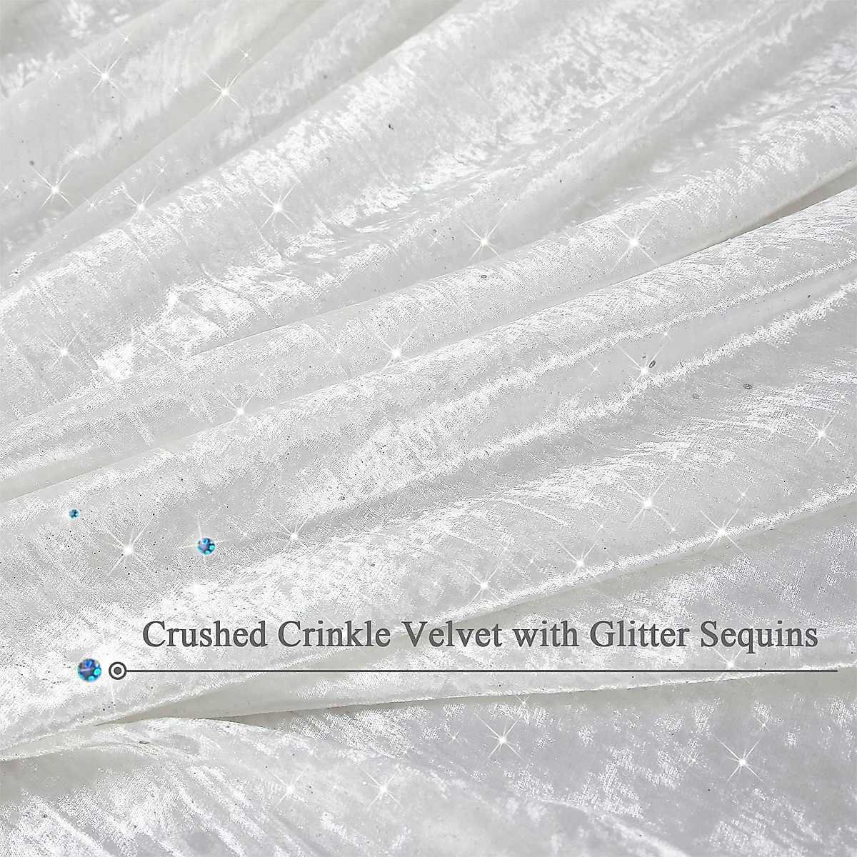 YINFUNG Boho Duvet Cover Velvet Queen Ivory Cream Luxury Crushed Crinkle Velvet Cotton Winter Sequin Glossy Sparkle Glitter Girl Starry Vibrant Textured 90×90 Bedding Set