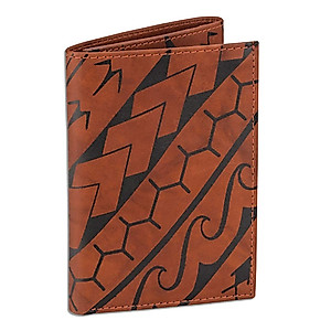 Polynesian Tattoo Trifold Wallet, Genuine Leather, "Manu" Tattoo art by Eugene Ta’ase (Antique Bourbon) from NAKOA