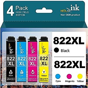 822XL Ink Cartridges Remanufactured Replacement for Epson 822 822 XL T822 Ink Cartridges for Workforce Pro WF-4833 WF-3820 WF-4820 WF-4830 WF-4834 Printer (Black Cyan Magenta Yellow)